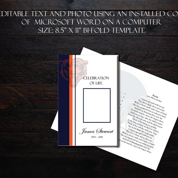 Football Funeral Program Template - Etsy