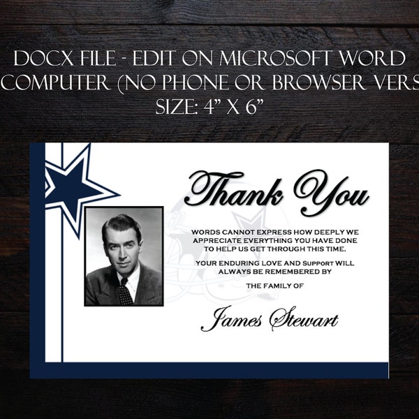 Dallas Cowboys Fan Funeral Program Template - Etsy