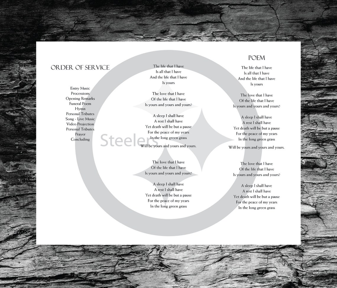 Tri Fold 8.5 X 11 Funeral Program Template Pittsburgh Steelers Fans ...