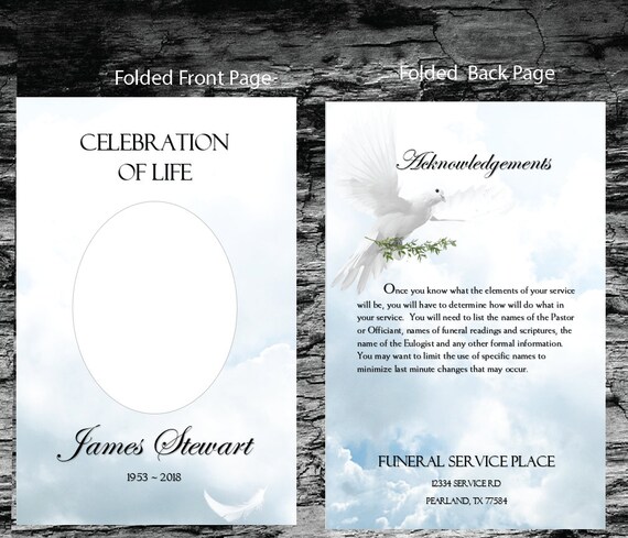 Templates Booklet Memorial Folder Delightful Doves 2 Sizes Included ...