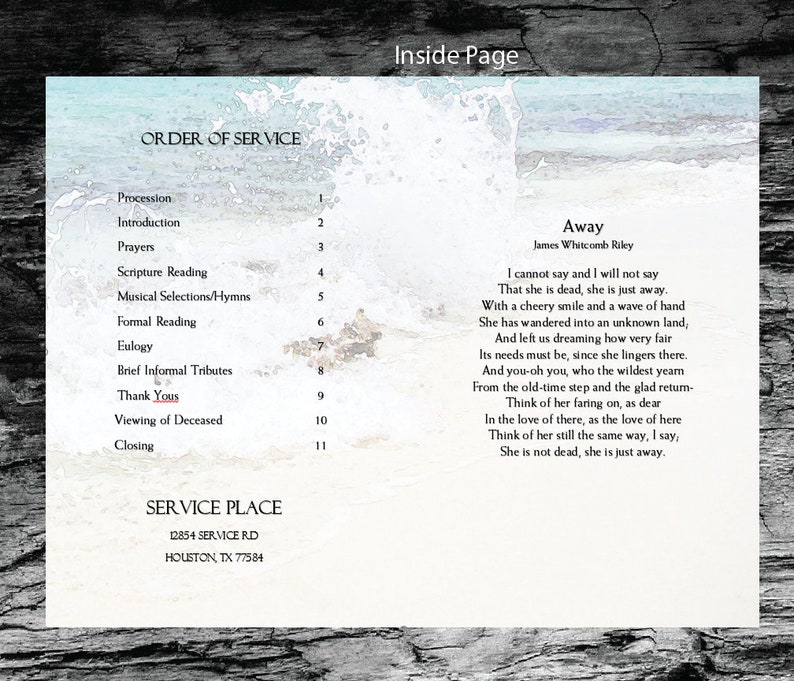 Funeral Program Template Beach Waves Memorial Program - Etsy