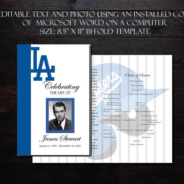 Football Funeral Program Template - Etsy