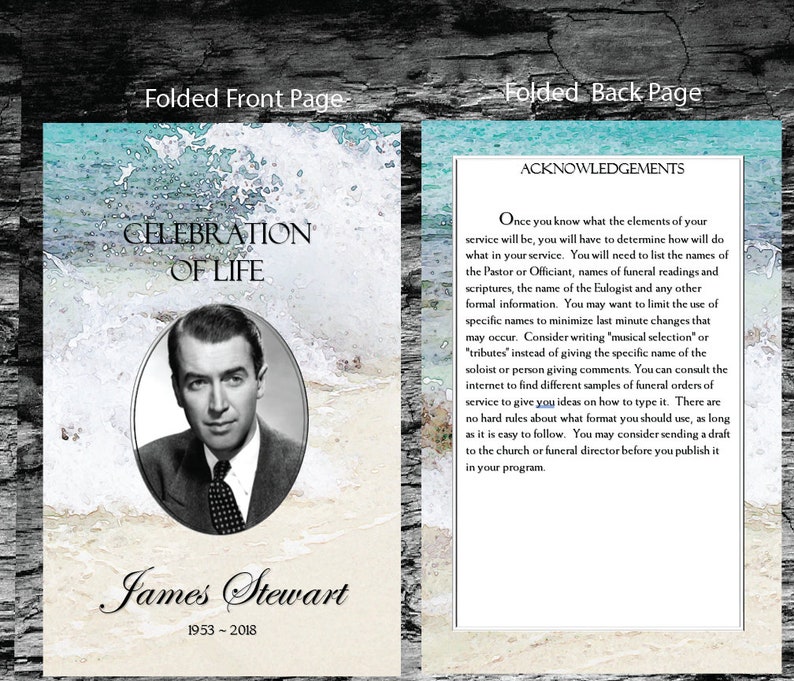 Funeral Program Template Beach Waves Memorial Program - Etsy