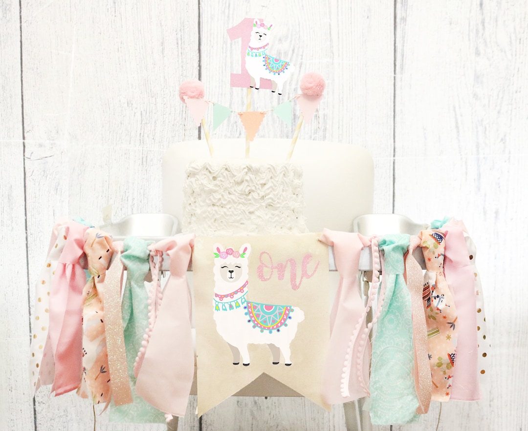 Pink Llama Fiesta High Chair Banner: Boho Cactus Birthday Decor - Etsy