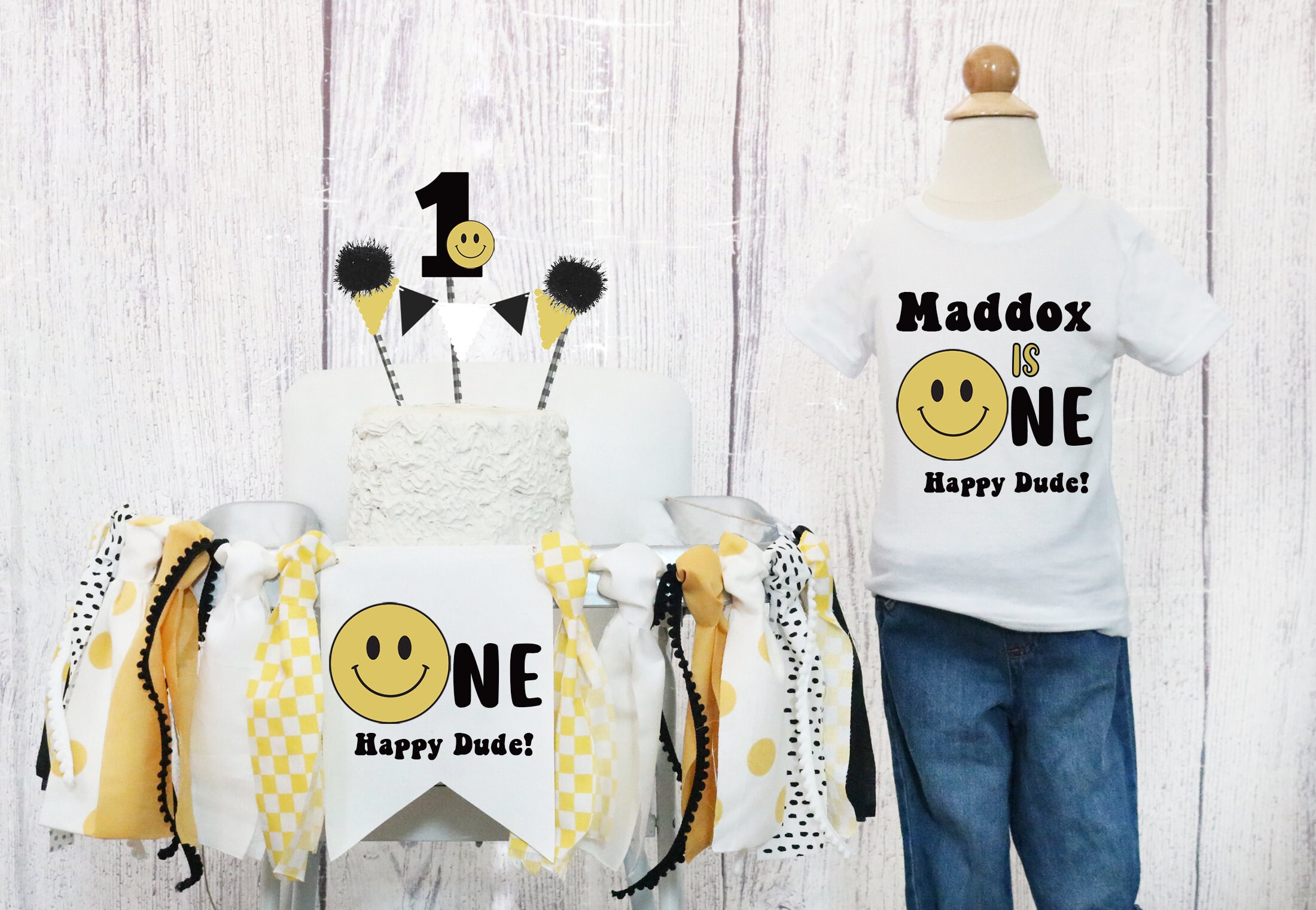 One Happy Dude High Chair Banner & Birthday T-shirt One Cool - Etsy