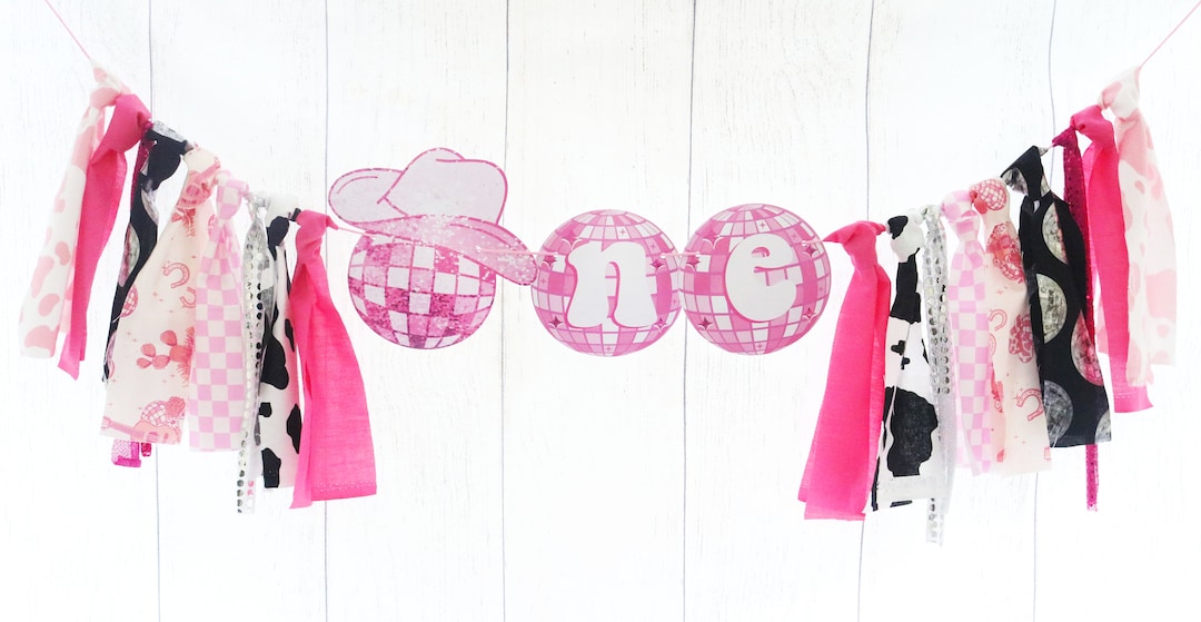 My First Rodeo, Disco Pink Rodeo Pink Cowgirl High Chair Banner ...
