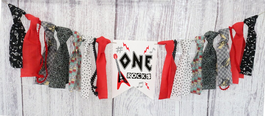 One Rocks High Chair Banner One Rocks Birthday Decoration Rock and Roll ...