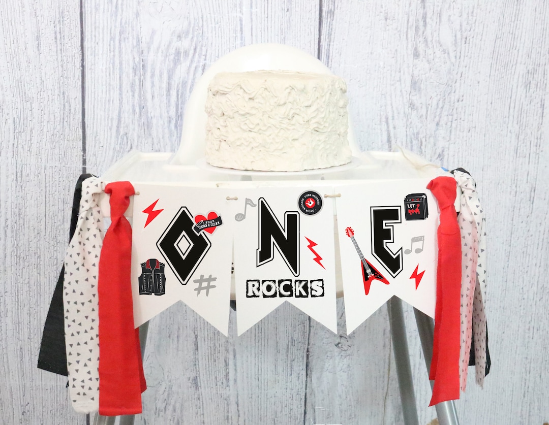 One Rocks High Chair Banner One Rocks Highchair Banner First Birthday ...