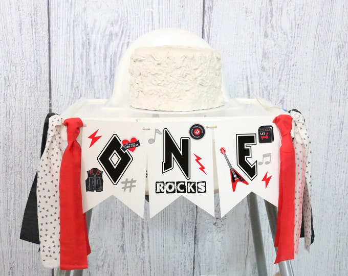 One Rocks High Chair Banner One Rocks Highchair Banner First Birthday ...