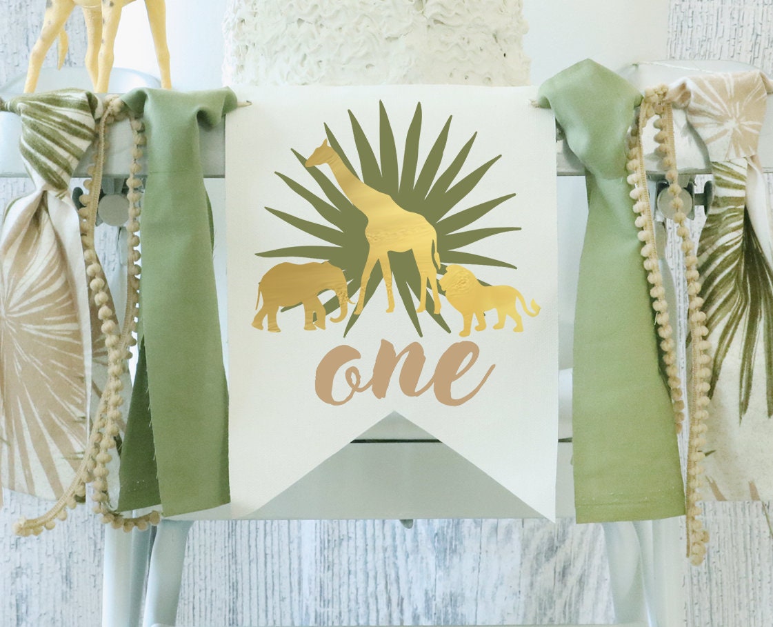 Jungle Safari High Chair Banner Neutral Safari Birthday - Etsy