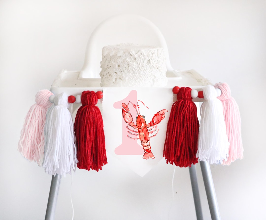 Crawfish 1st Birthday Highchair Banner: Pink Coastal Tassel Garland - Etsy