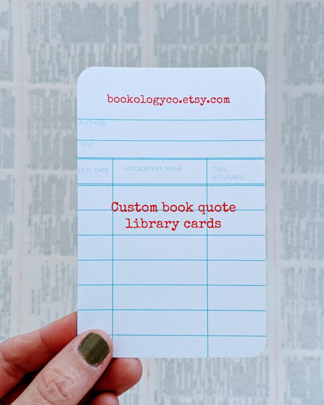 CUSTOM Book Quote Library Card Bookmarks, Geeky Gift, Custom, Book ...