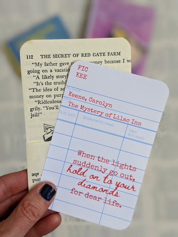 Nancy Drew Library Card Bookmarks Quotes Carolyn Keene - Etsy