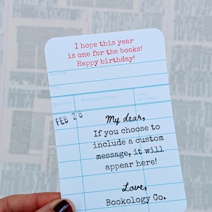 Birthday Card, Book Lovers, Library Card, Literary Book Lover Bookish ...