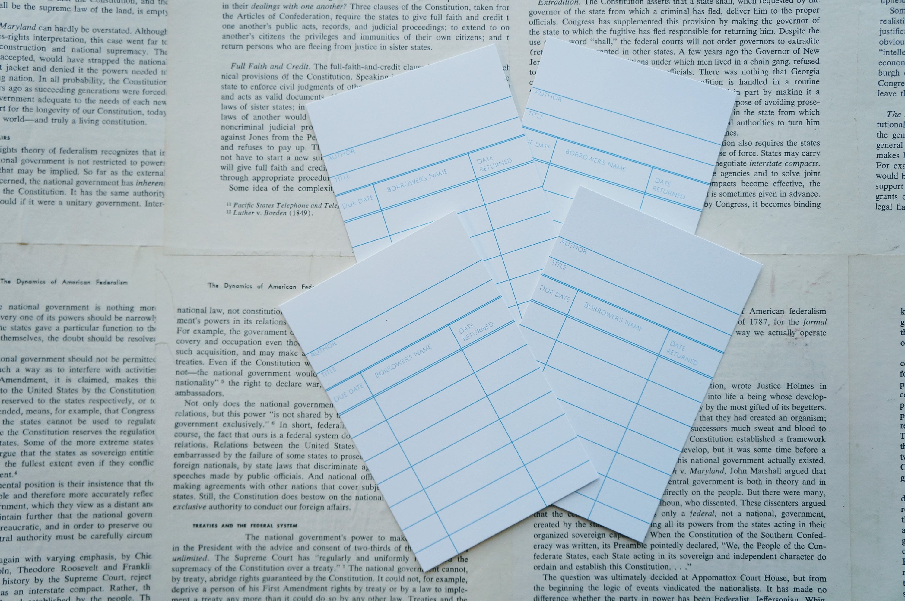 Printable Blank Library Cards With Pocket Template (instant Download ...