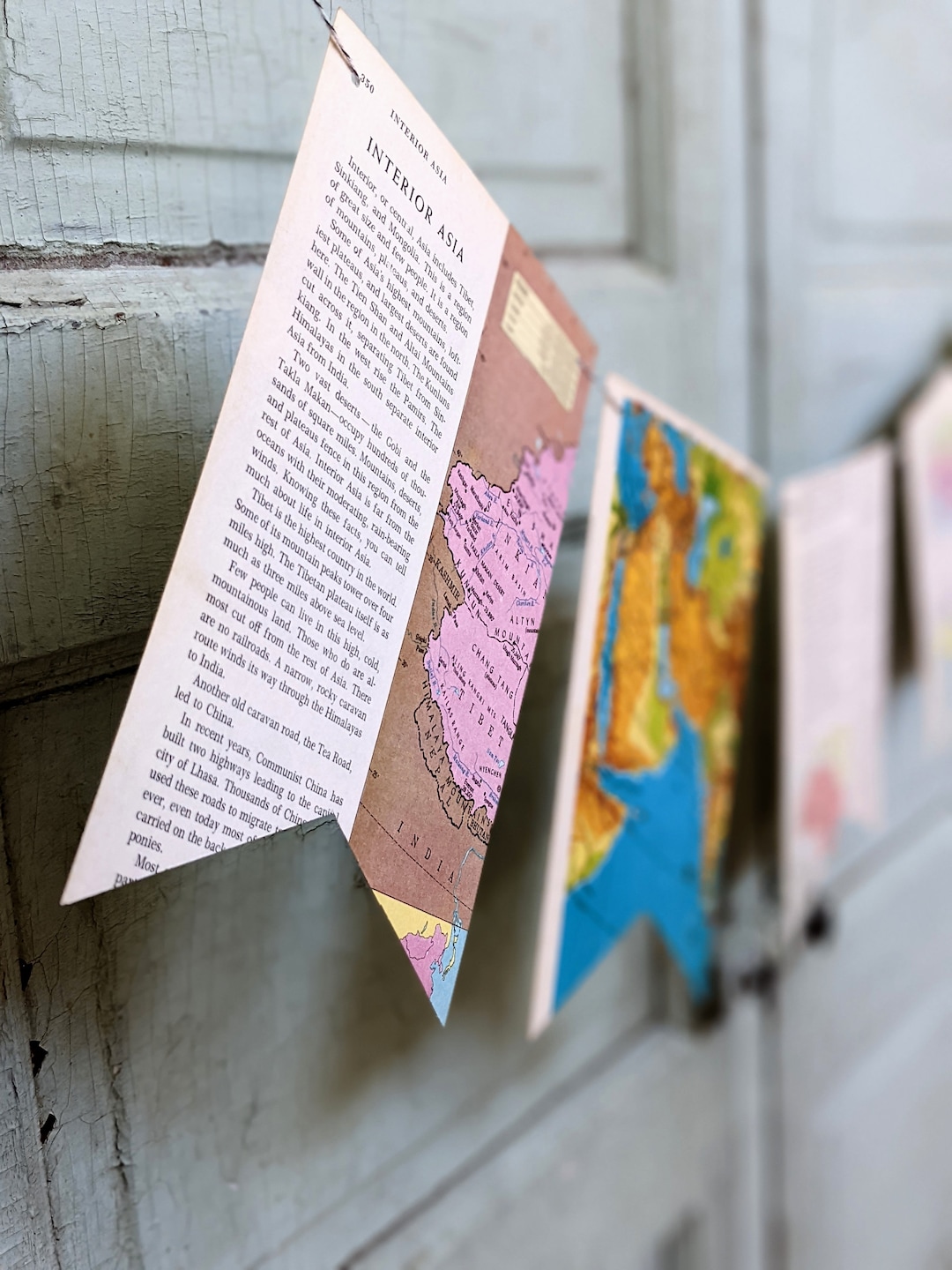 Vintage Map Banner, Birthday Decor, Travel Party Bunting, Bookish Gift ...