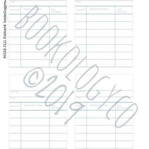 Printable Blank Library Cards With Pocket Template (instant Download ...