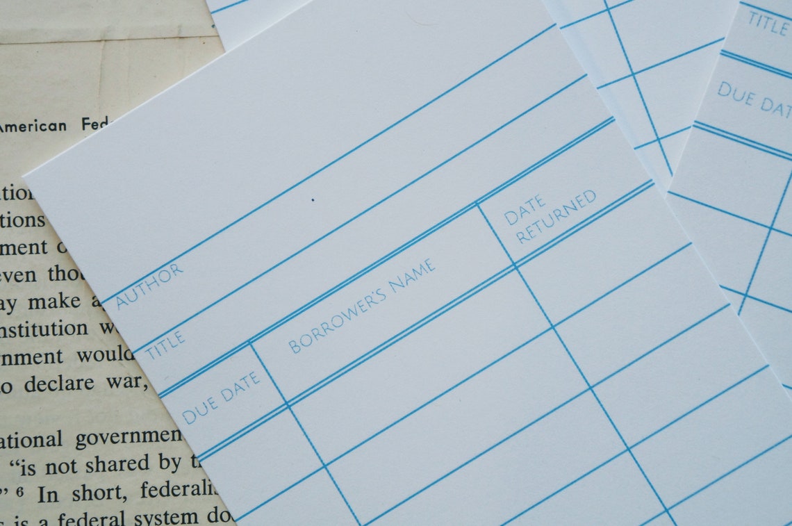 Library Card Printable Blank Library Cards Instant Download - Etsy