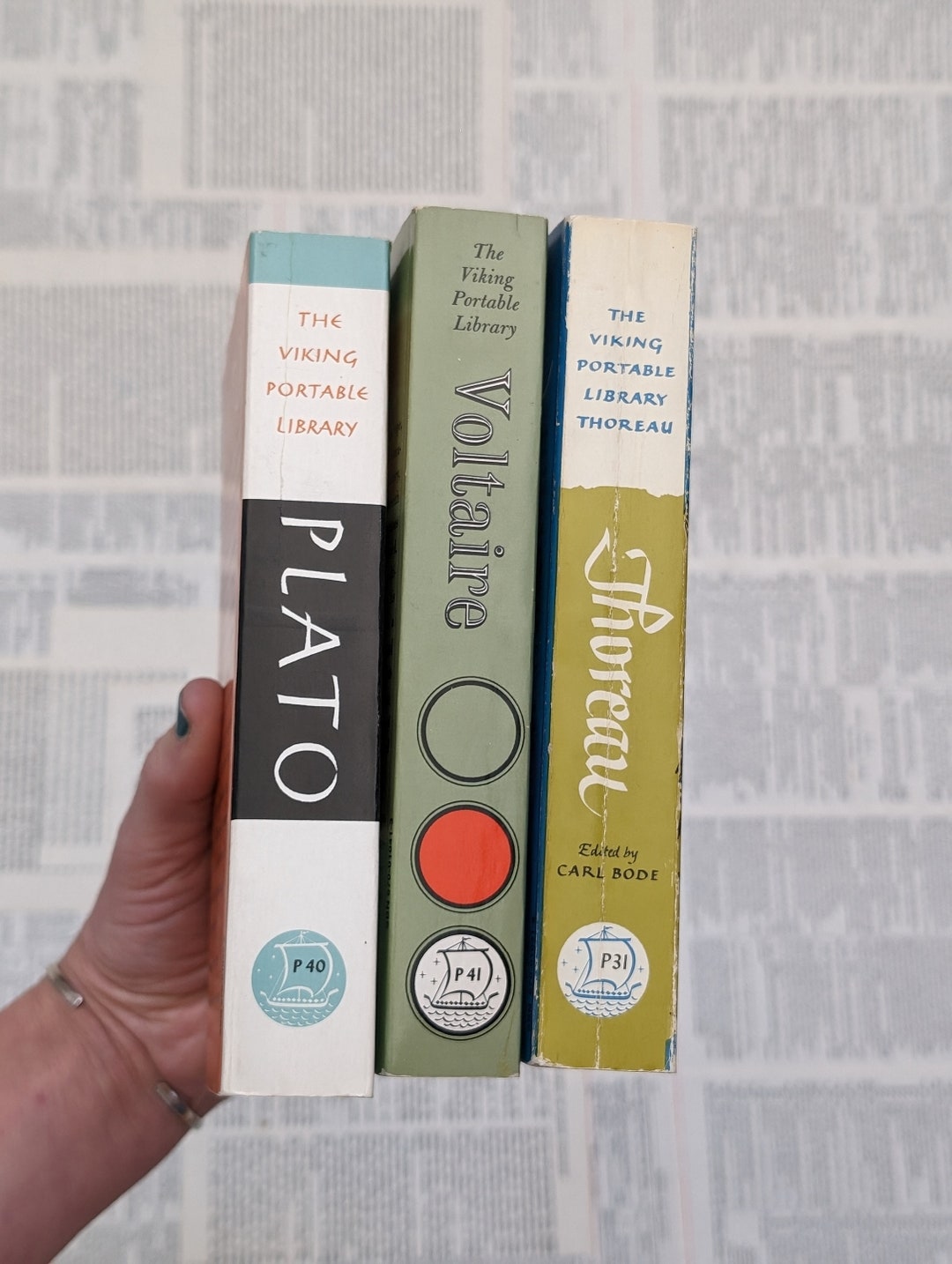 Viking Portable Classics Book Library, Philosophers Voltaire, Plato, Thoreau, Book Lover Gift ...