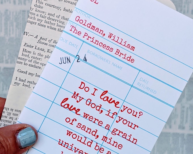 Princess Bride Valentine, Anniversary, Wedding Library Card, Book Quote ...