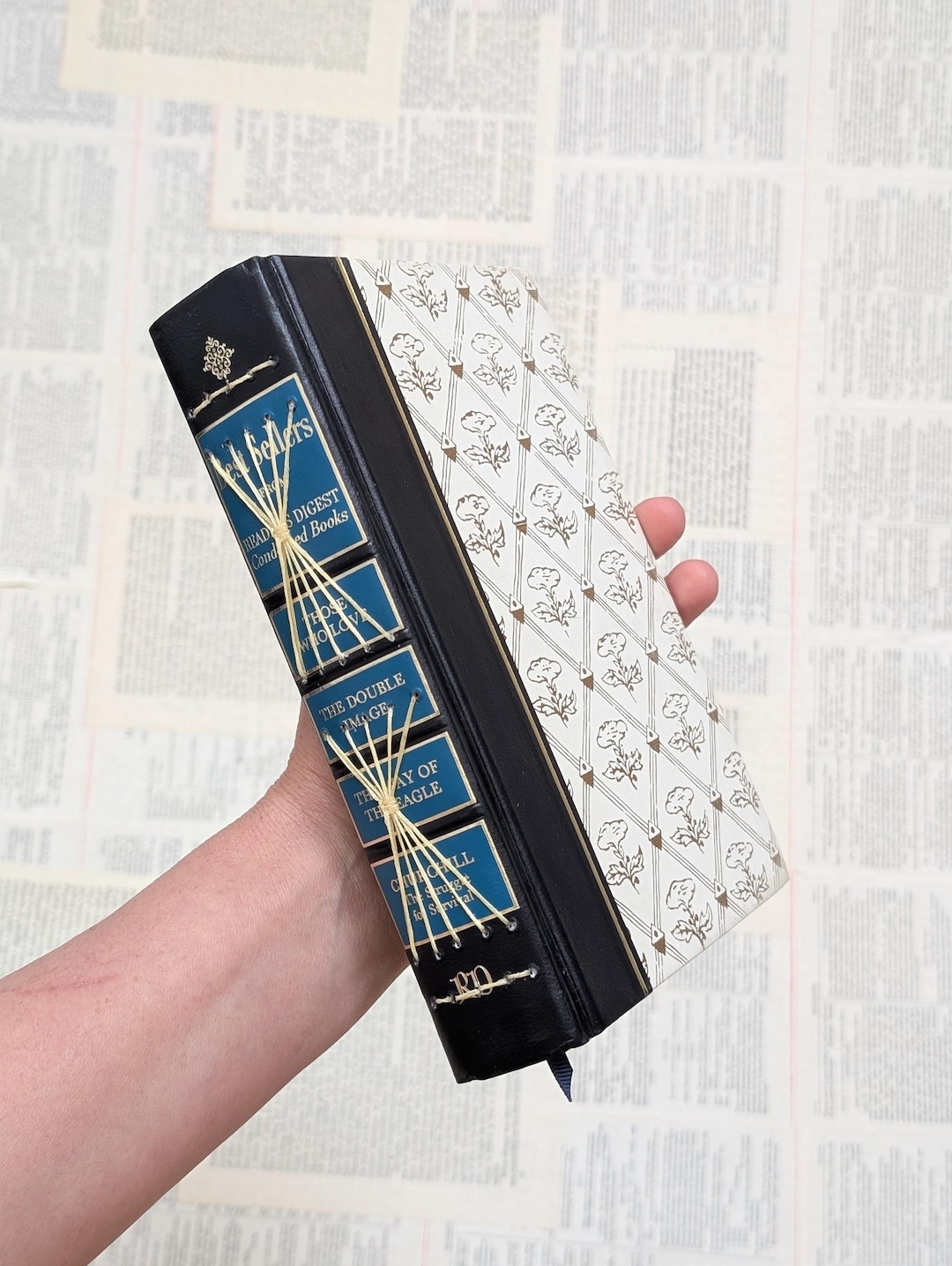 Gold Floral Journal, Upcycled Vintage Book Cover, Lined Pages, Book ...