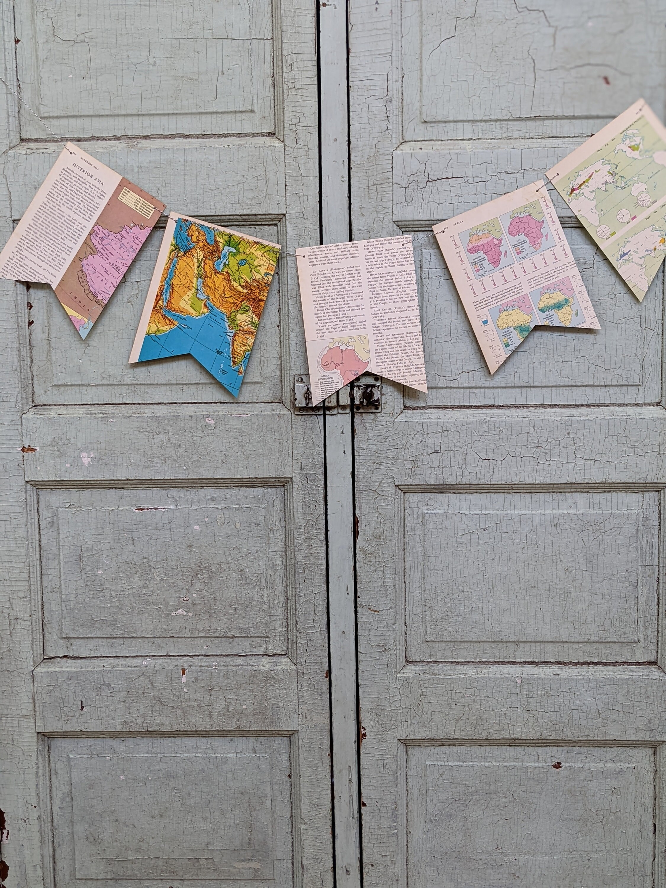 Vintage Map Banner Birthday Decor Travel Party Bunting - Etsy