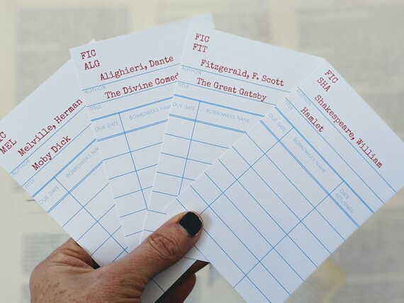 Classic Books Library Card Printable Instant Download Book | Etsy