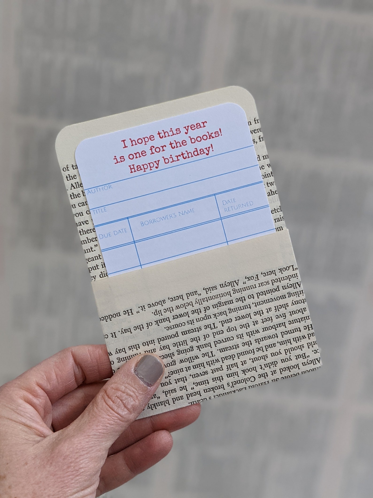 Birthday Card Book Lovers Library Card Literary Book Lover - Etsy