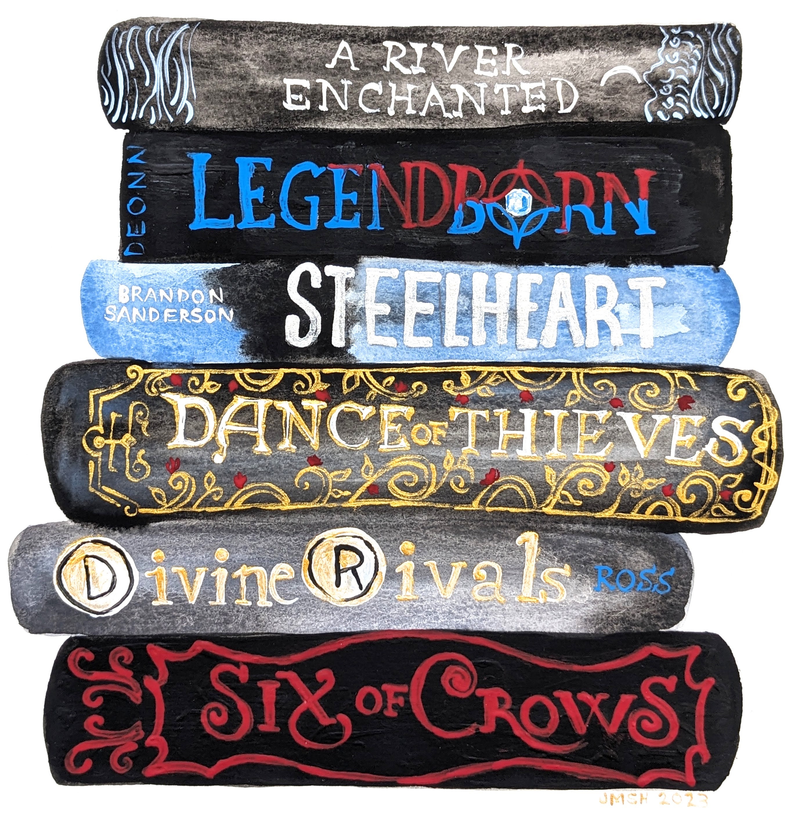 Custom Handpainted Bookstack, Your Choice of Titles, 8x10 Painting ...