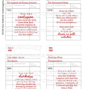 Halloween Library Card Printable Book Quotes Bookmark Geeky - Etsy