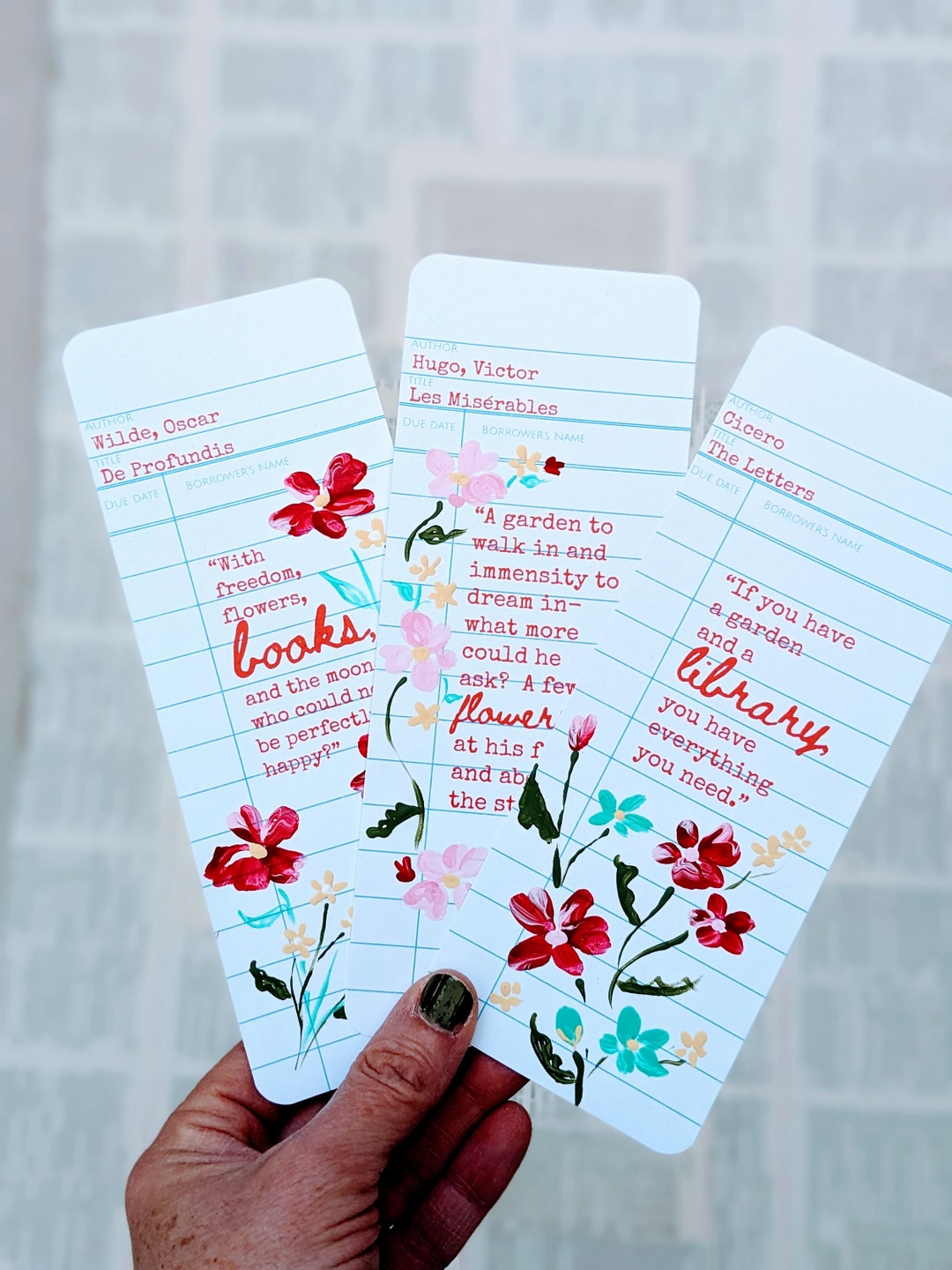 Floral Book Quote Bookmark, Hand Painted Library Card, Gardener Gift - Etsy