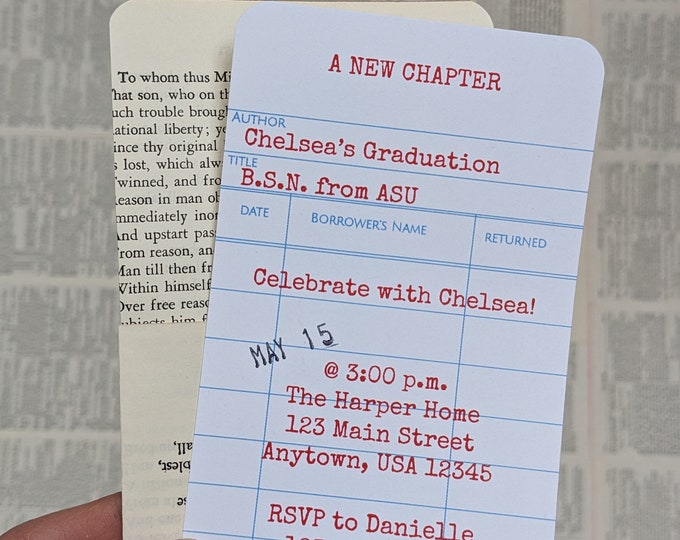 Custom Graduation Library Card Invitations, Birthday Party ...