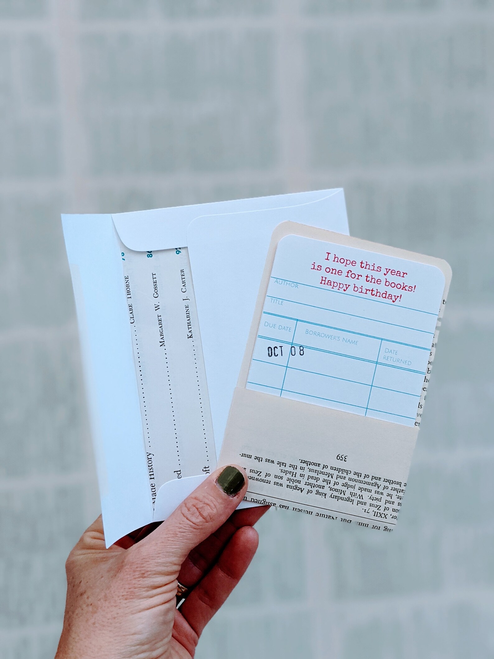 Birthday Card Book Lovers Library Card Literary Book Lover - Etsy