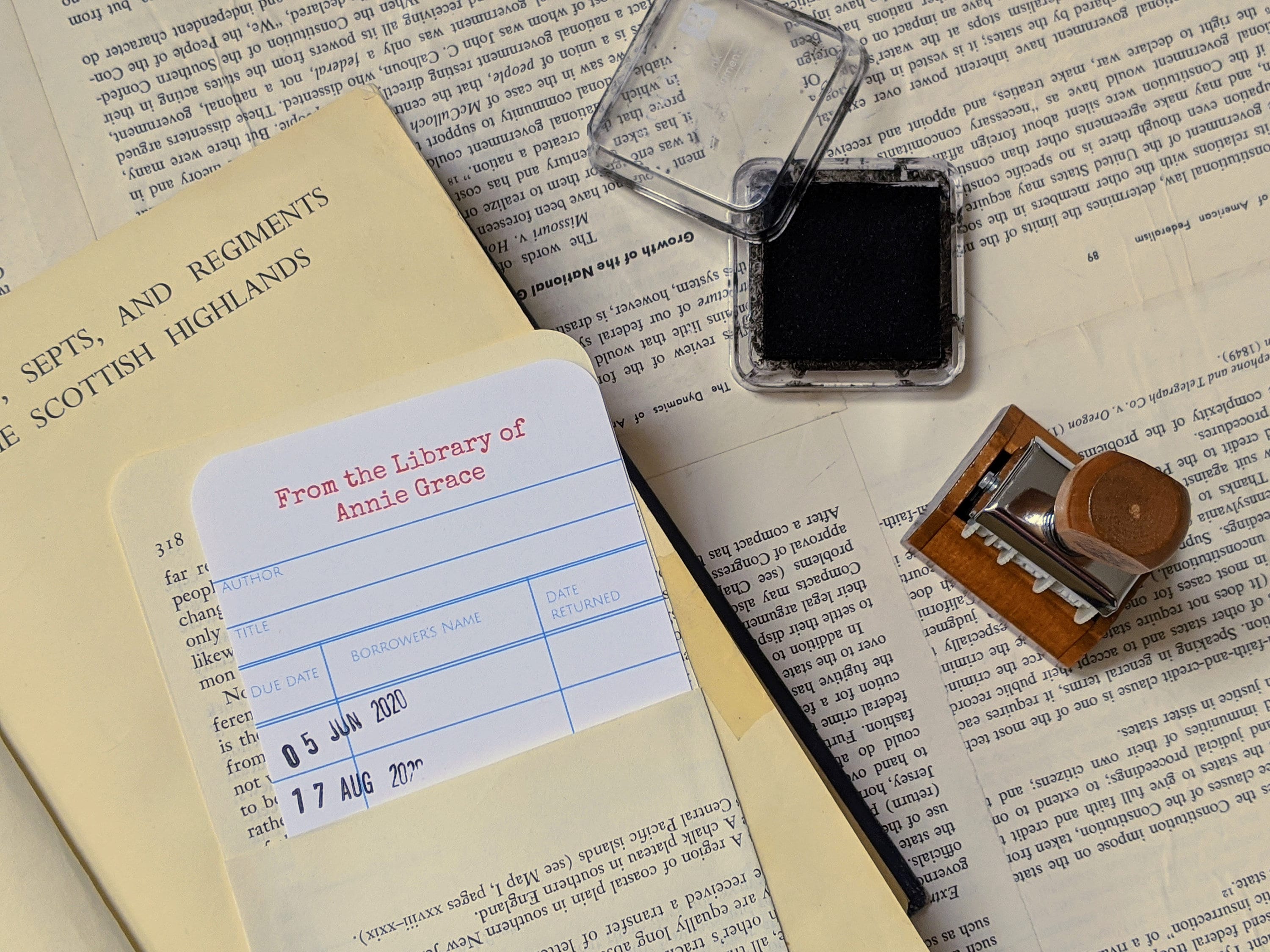 Custom Library Card Book Plates Set of 20 With Date Stamp - Etsy