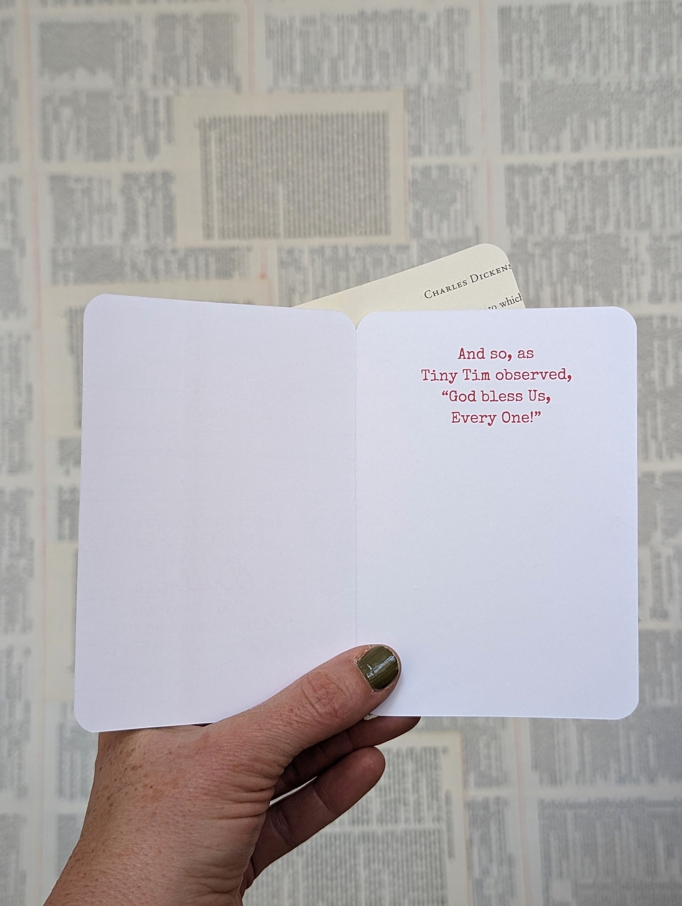 A Christmas Carol Book Quote Card, Tiny Tim Quote, Charles Dickens ...