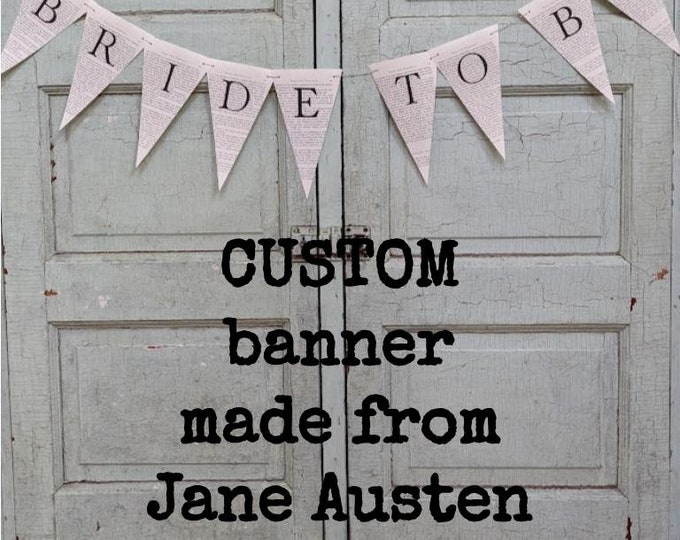 Custom Jane Austen Banner, Literary Gift, Book Wedding, Bridal Shower ...
