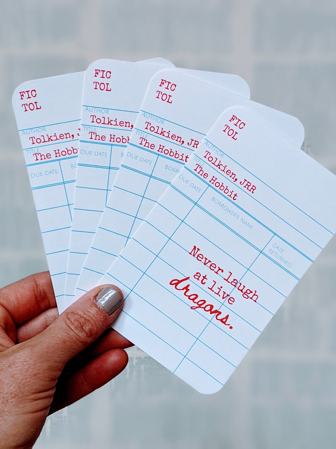 Tolkien Bookmarks, Library Card Design, Geeky Gift, Set of 4 - Etsy