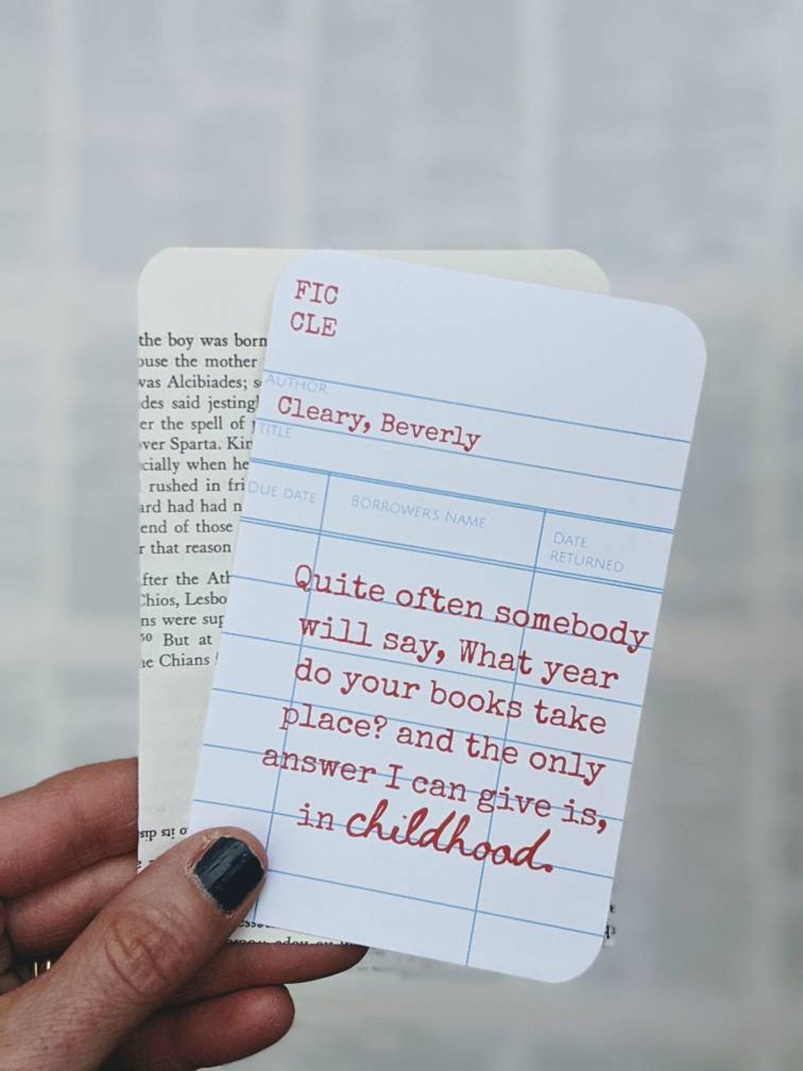 Beverly Cleary Bookmark Library Card Bookmark Beverly Cleary - Etsy