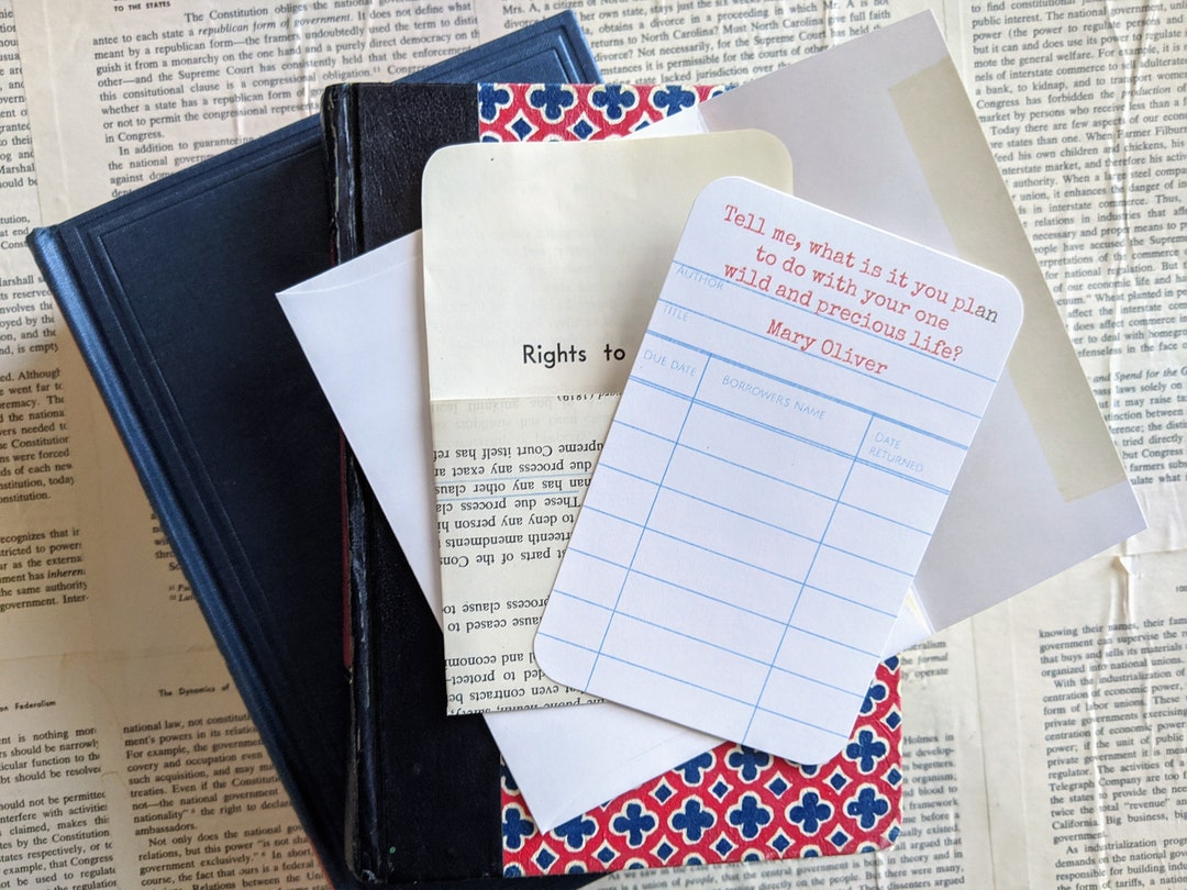 Literary Quote Card, Vintage Library Pocket, Book Lover Gift - Etsy