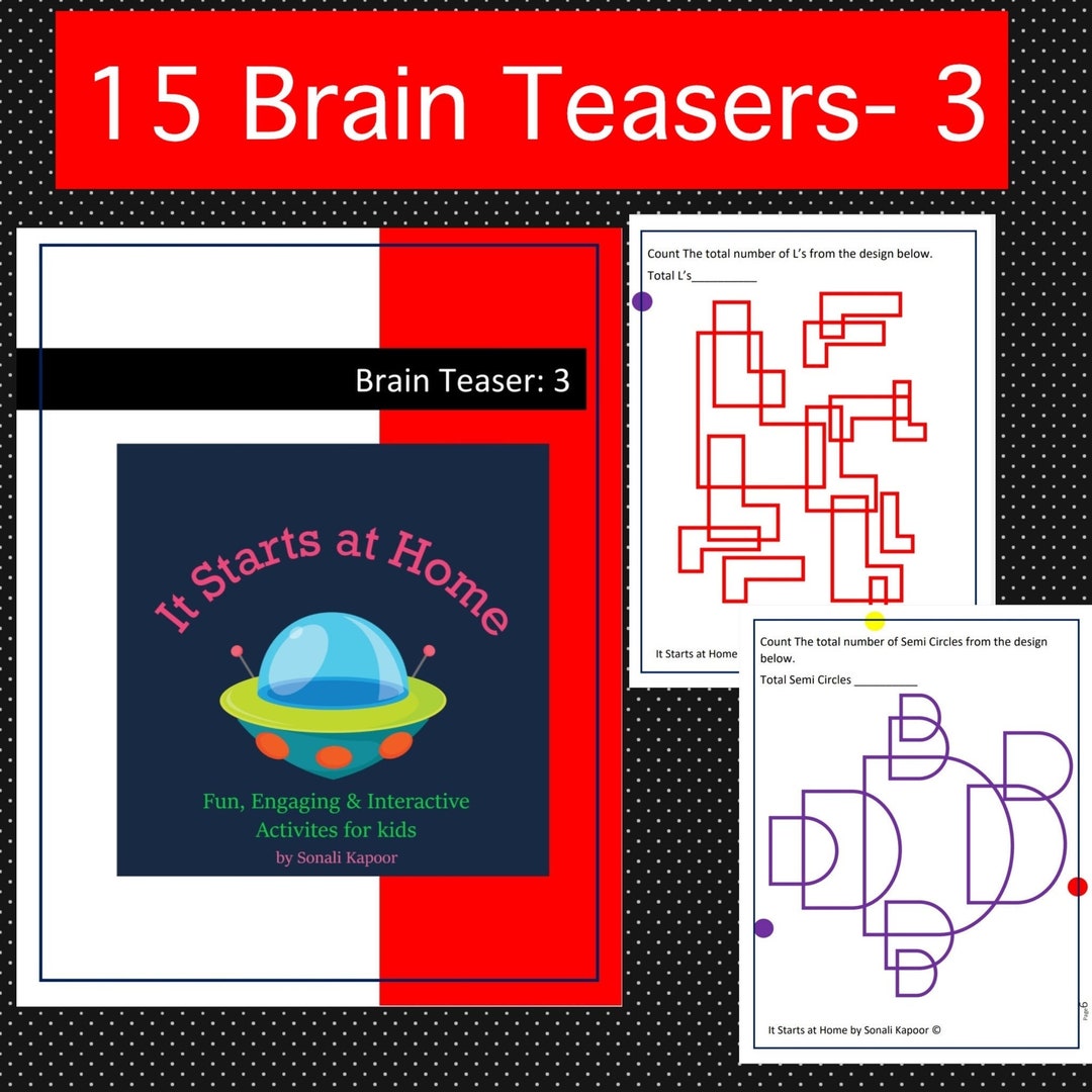 15 Brain Teasers - 3 | Count Them All - Etsy