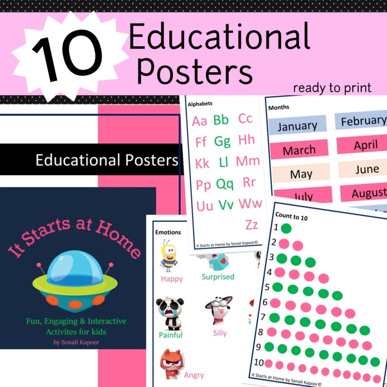 Educational Posters Set of 10 Classroom Decor Bundle, Homeschool Prints ...