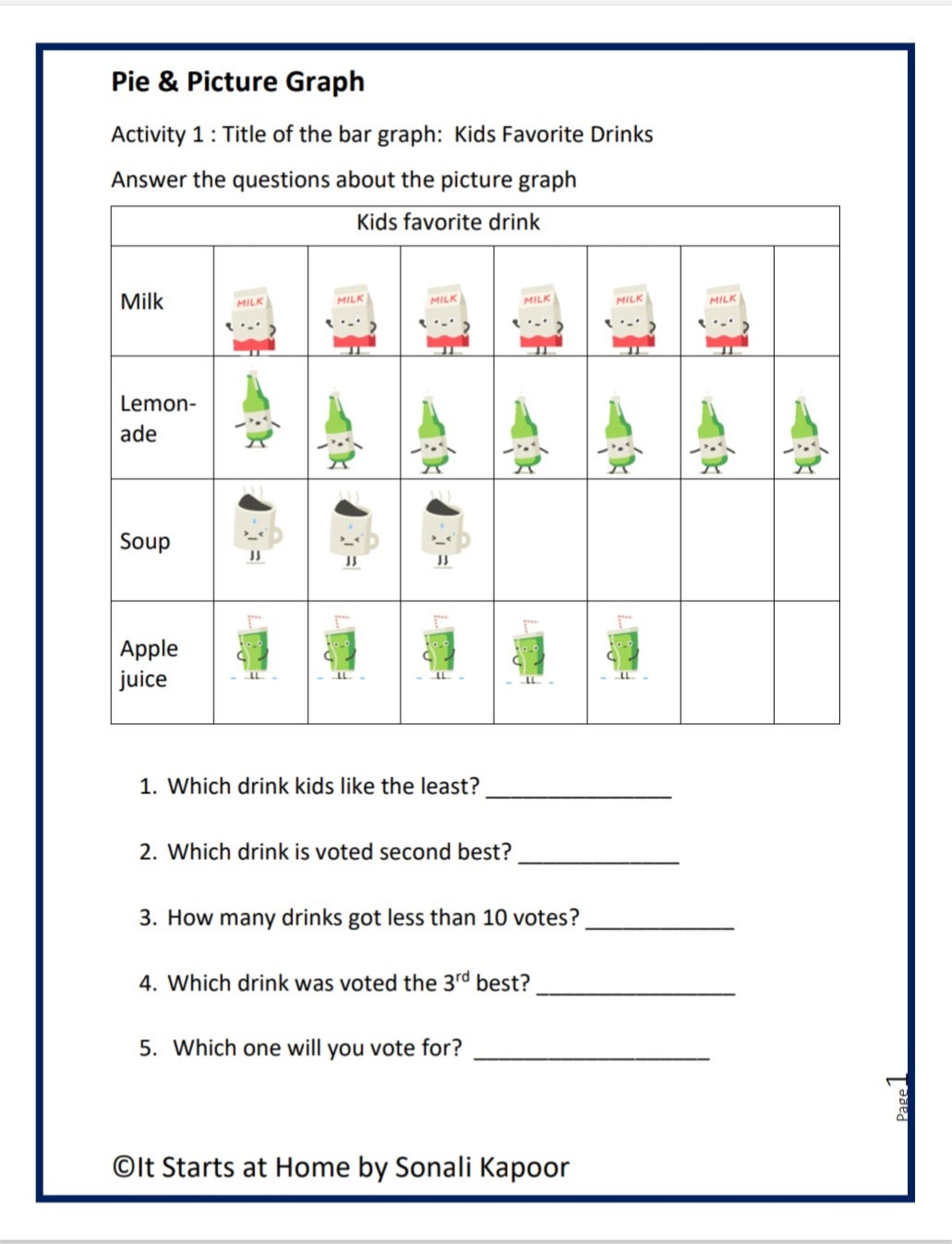 30 Graphing Activities Set of 3 - Bar-tally-pie-picture - Etsy
