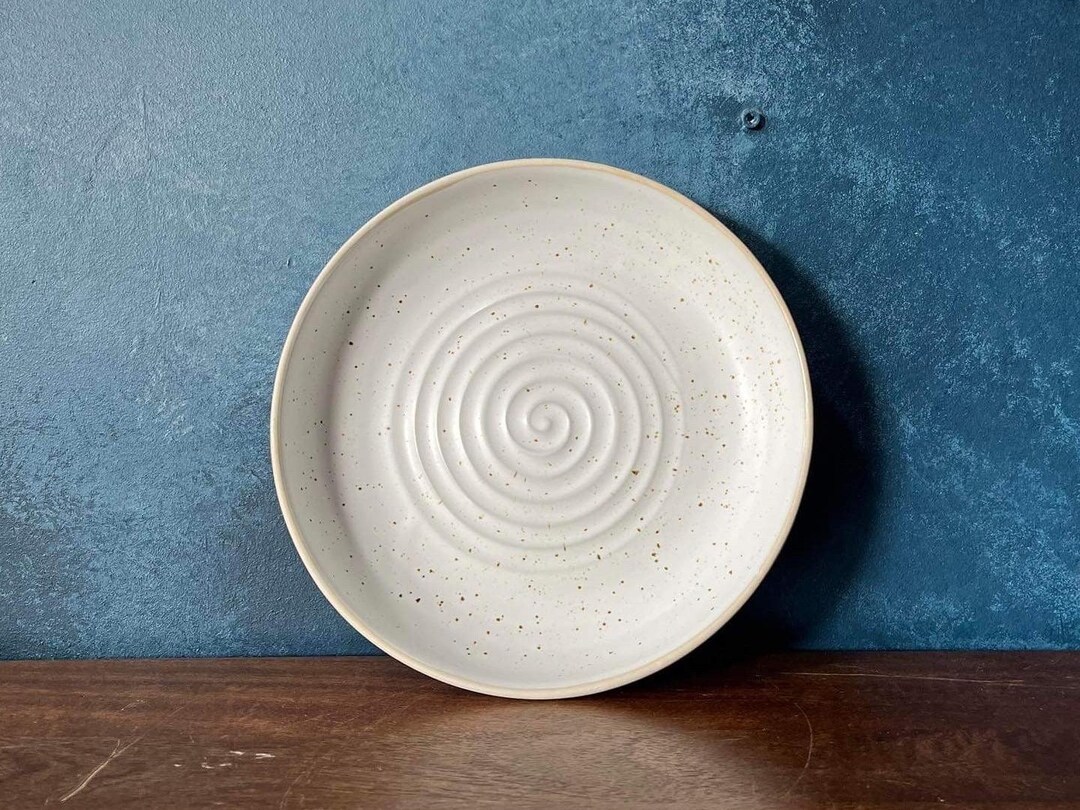 SPECIAL White Speckle Spiral Plate - Etsy