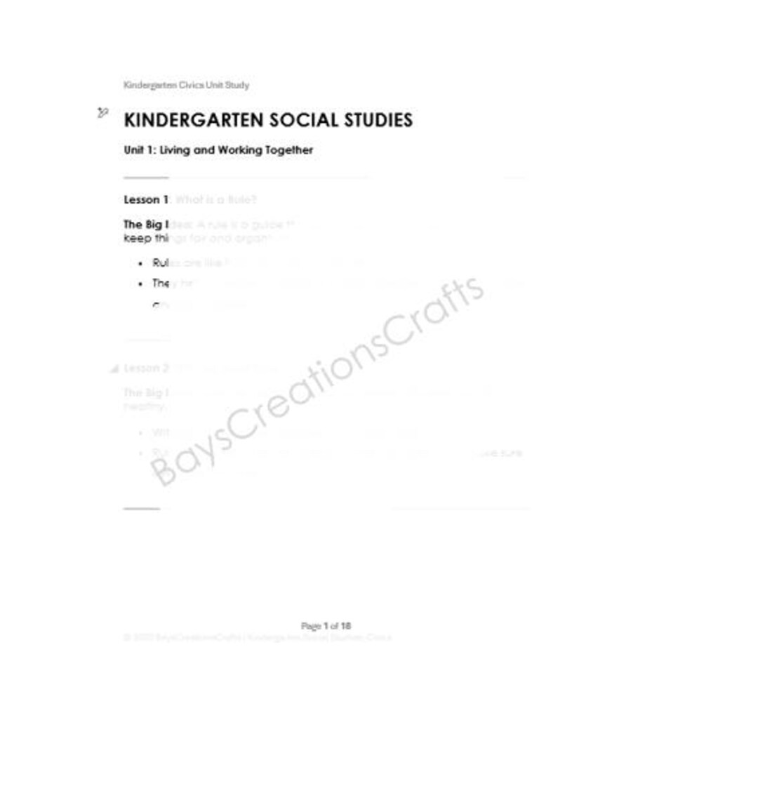 18 PAGES Kindergarten Social Studies Mega-bundle | Units 1-4 | Civics ...