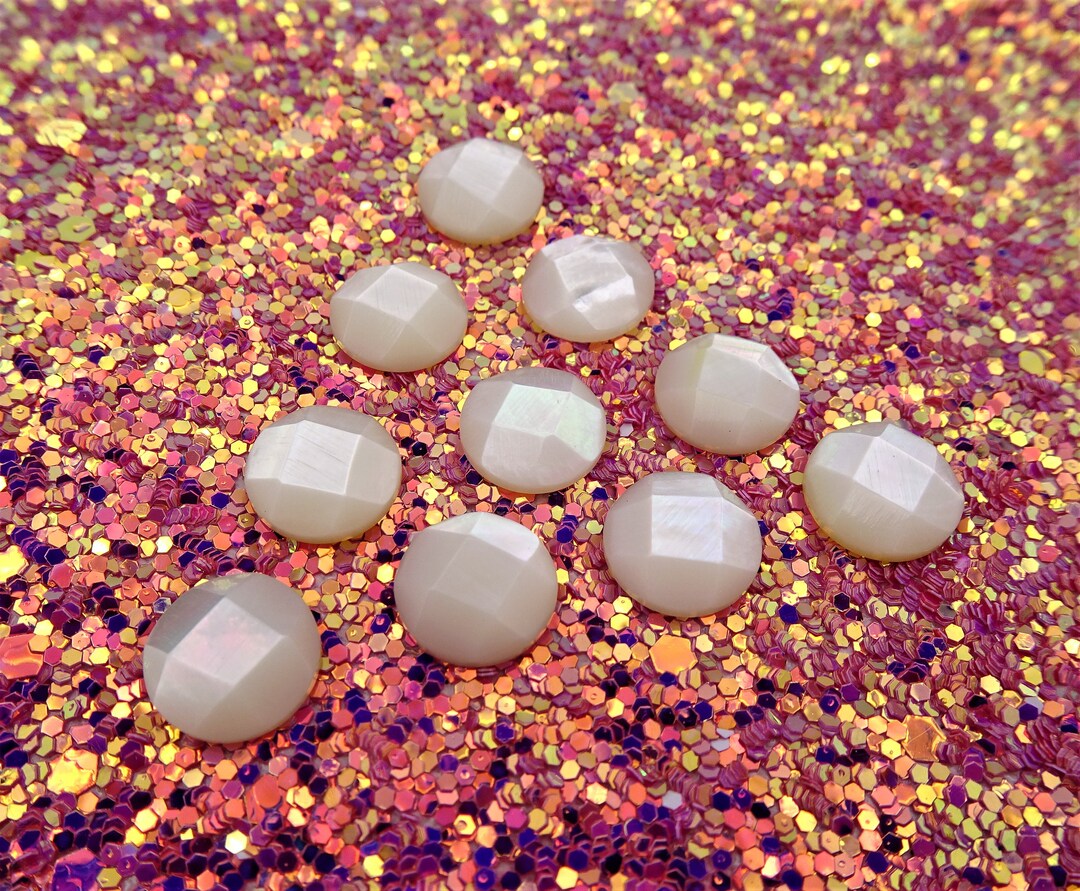 Shell Plate Disk, Gem, Faceted Insert Mother of Pearl Set 10mm 10pcs ...