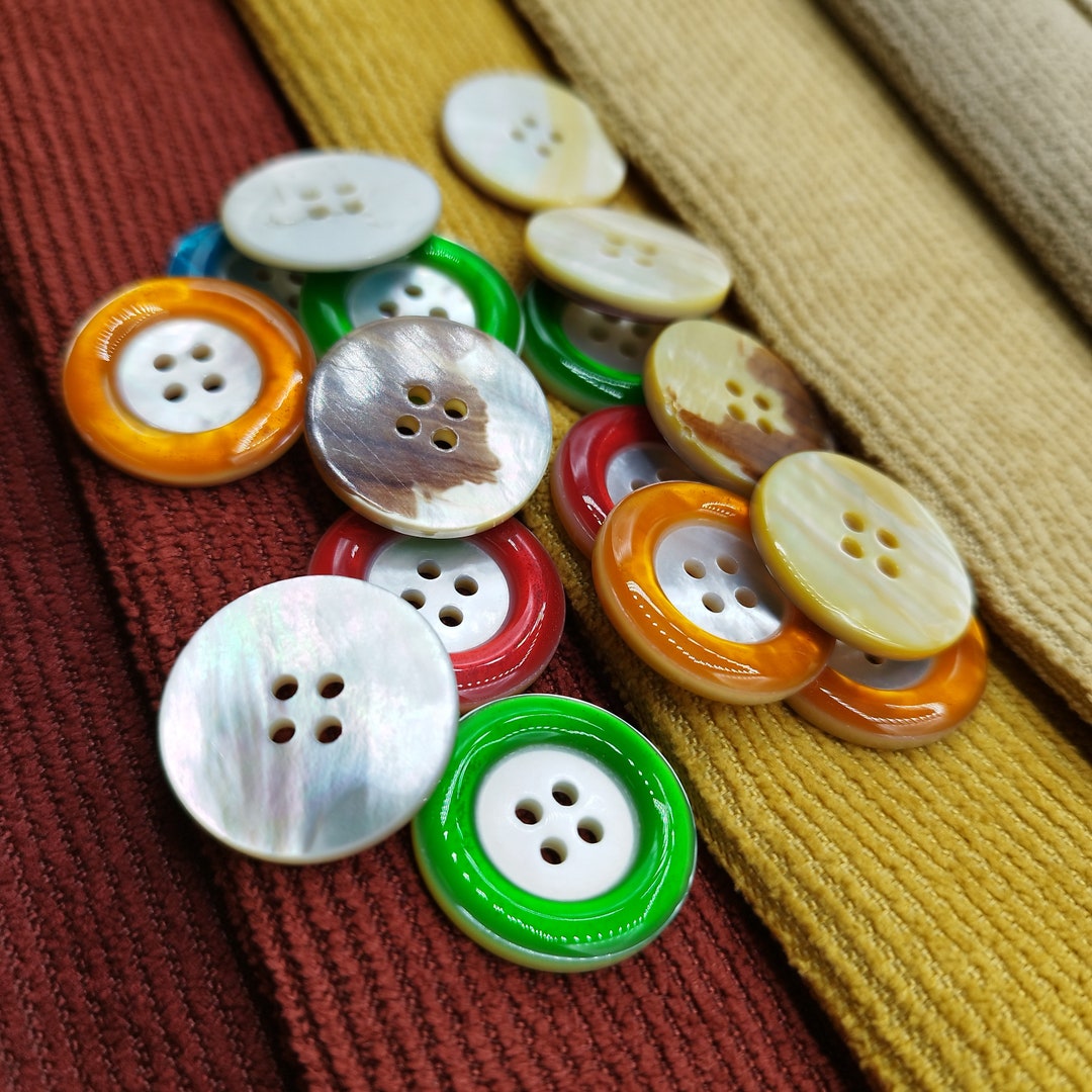 Real Mother-of-pearl Buttons With Colored Enamel 25mm 4pcs for Men's ...