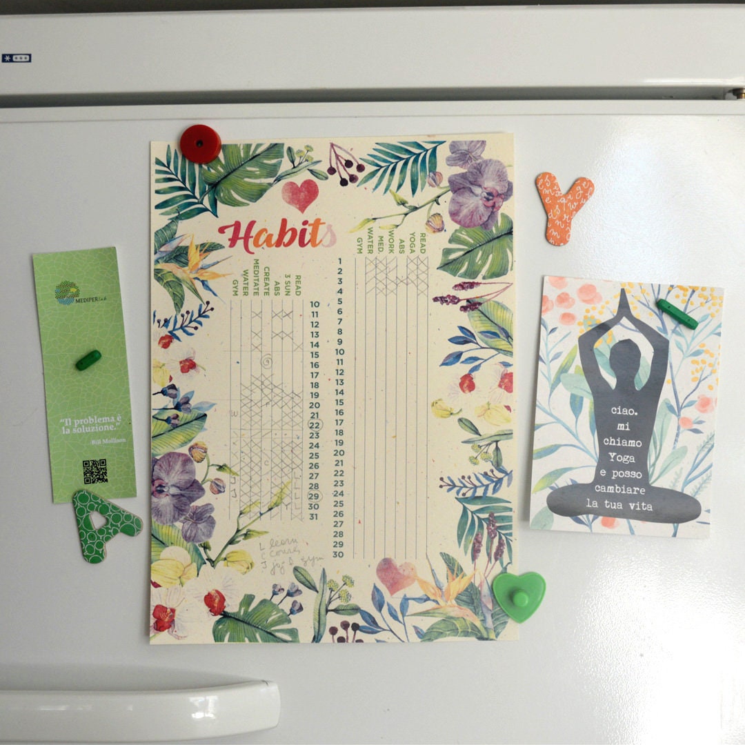 Habit Tracker, Personal Growth, Downloadable, Printable, Tropical ...