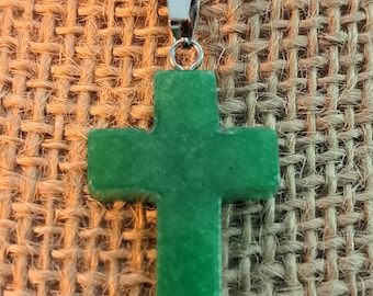 Green Jadeite Jade Cross With 18K Solid Gold Bail Carved Pendant, SHWQ ...