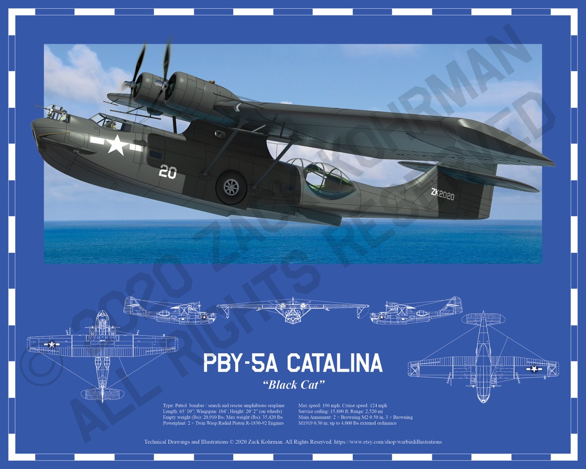 Consolidated PBY Catalina WW2 Aviation Art Blueprint - Etsy Singapore