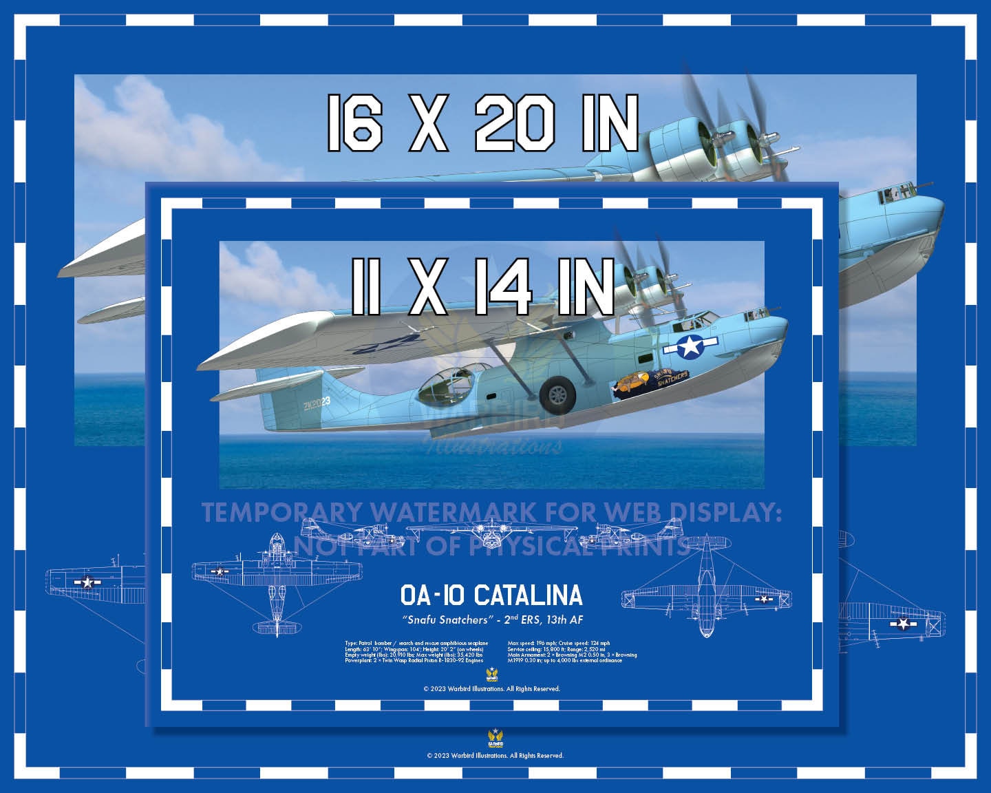 Consolidated PBY Catalina WW2 Aviation Art Blueprint "snafu Snatcher ...